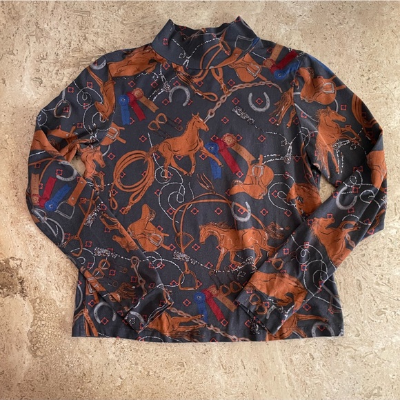 Anthropologie | Tops | By Anthropologie Western Motif Mock Neck Top ...